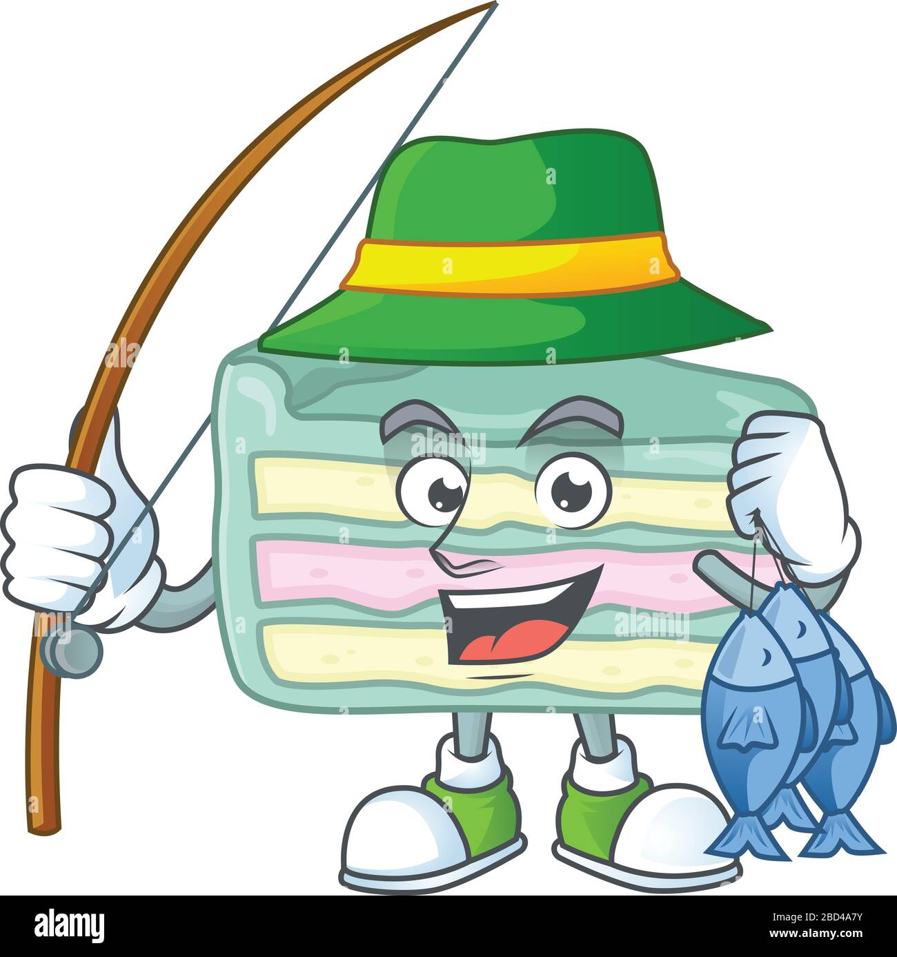A Picture of vanilla slice cake fisher mascot design catch a fish Stock ...