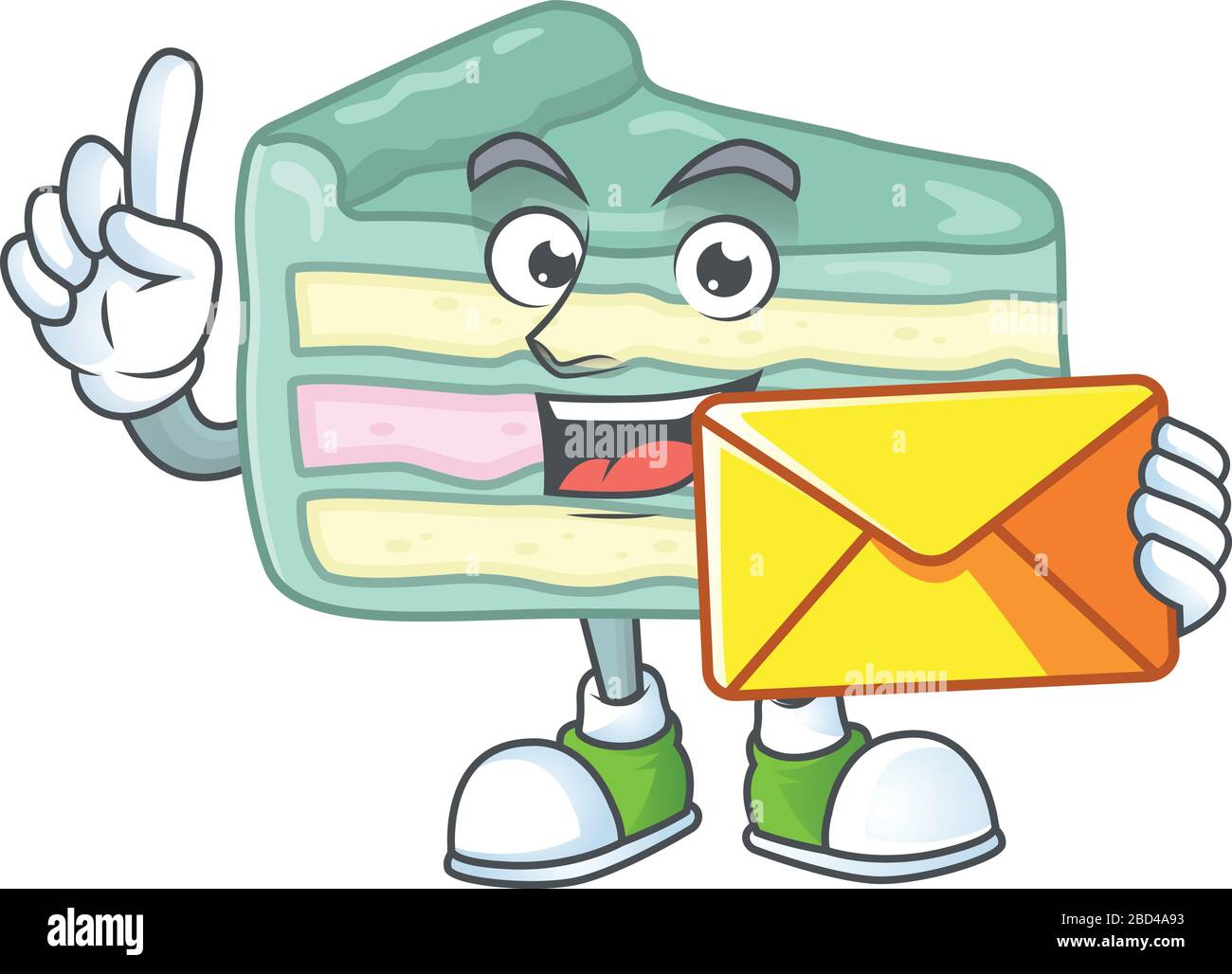Cute face vanilla slice cake mascot design bring brown envelope Stock ...