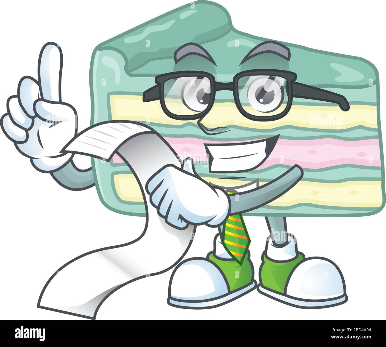 Mascot cartoon concept of vanilla slice cake with menu list Stock ...