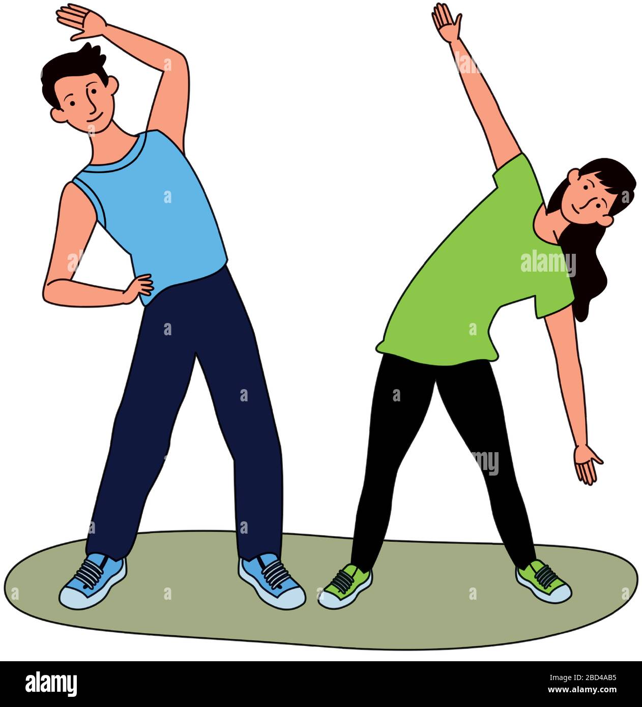 young couple athlete practicing exercise characters Stock Vector Image ...