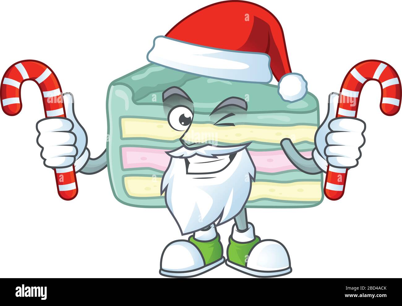 Vanilla slice cake humble Santa Cartoon character having candies Stock ...