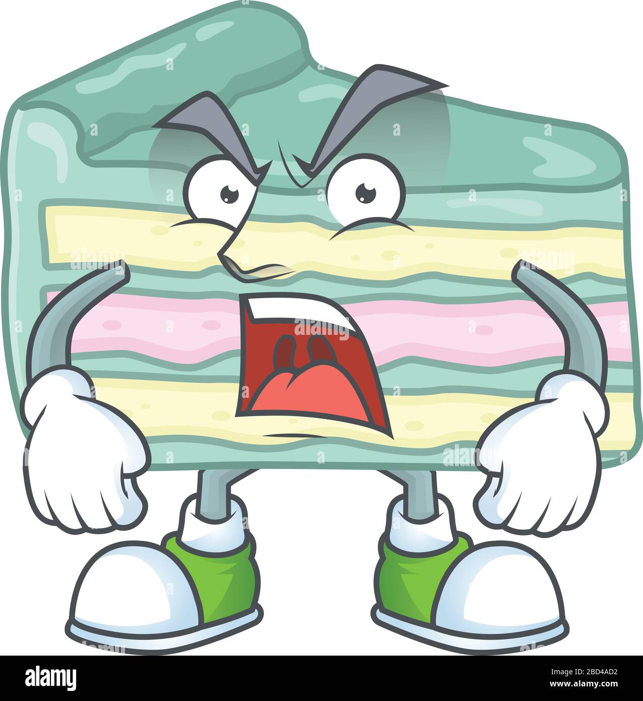 Vanilla slice cake cartoon character design with mad face Stock Vector ...