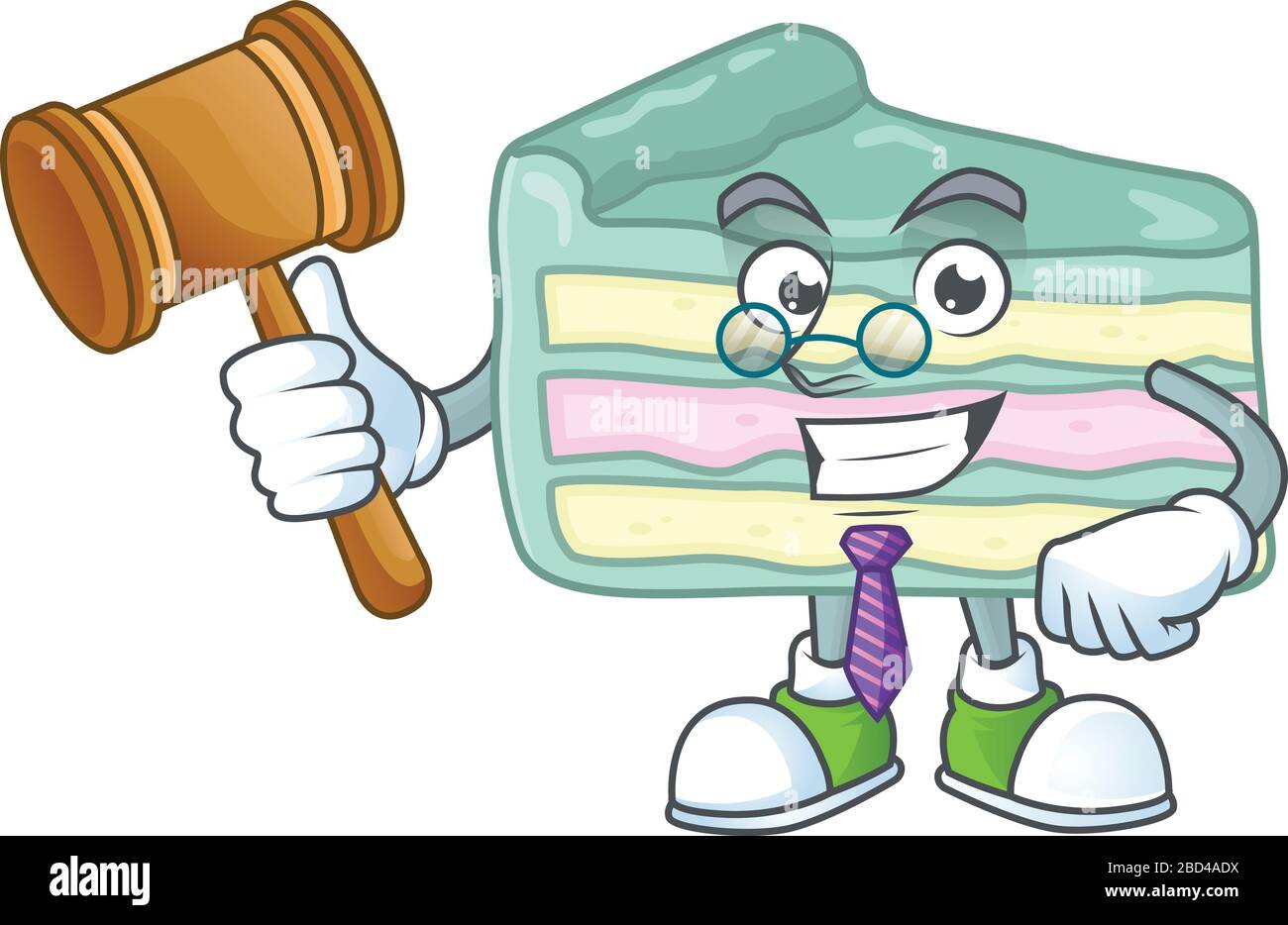 Charismatic Judge vanilla slice cake cartoon character design with ...