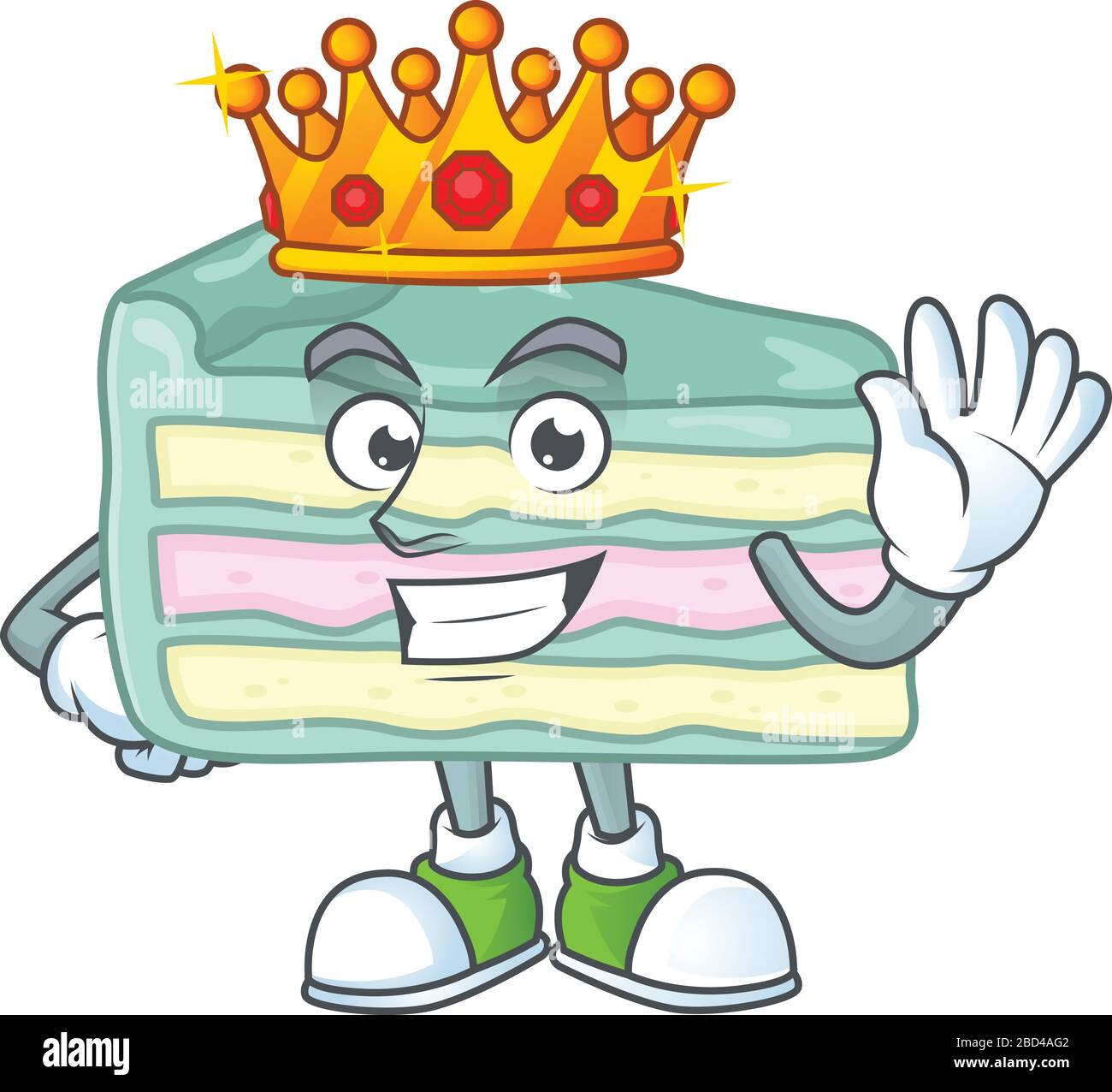 The Charismatic King of vanilla slice cake cartoon character design ...