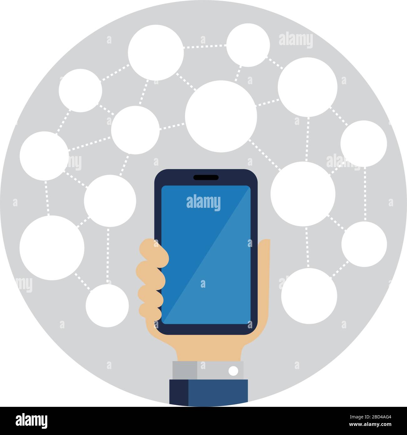 smartphone network template flat illustration (round shape Stock Vector ...