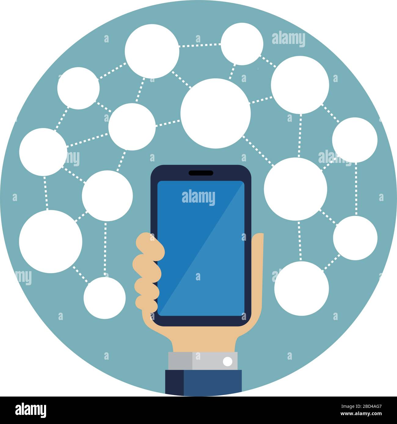 smartphone network template flat illustration (round shape Stock Vector ...