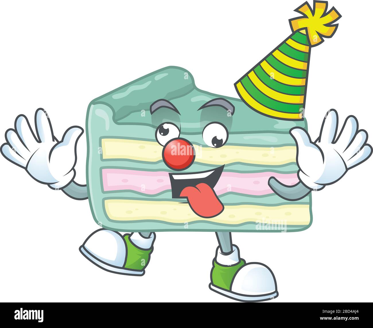 Amusing Clown vanilla slice cake cartoon character mascot style Stock ...