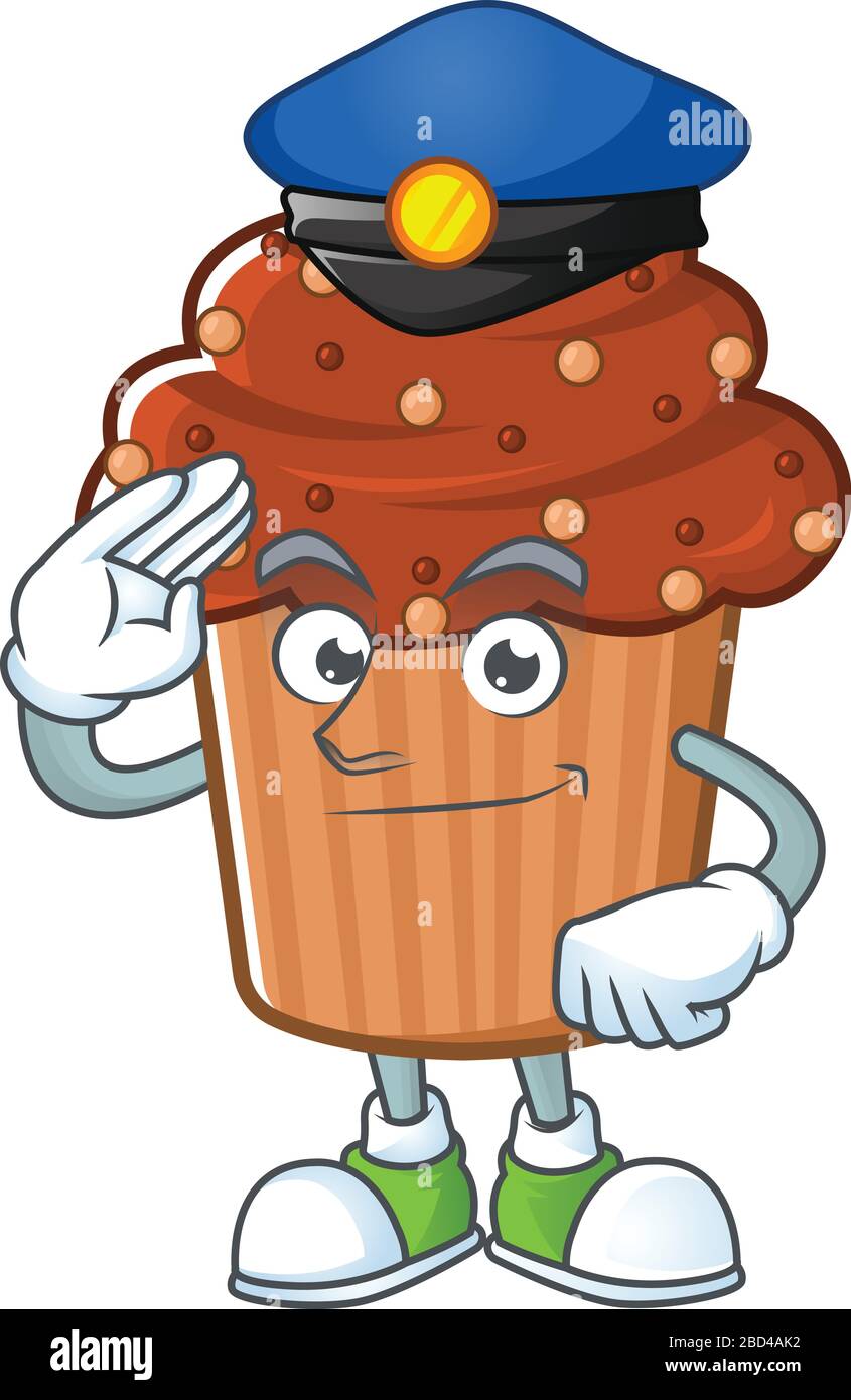 A dedicated Police officer of chocolate cupcake mascot design style ...