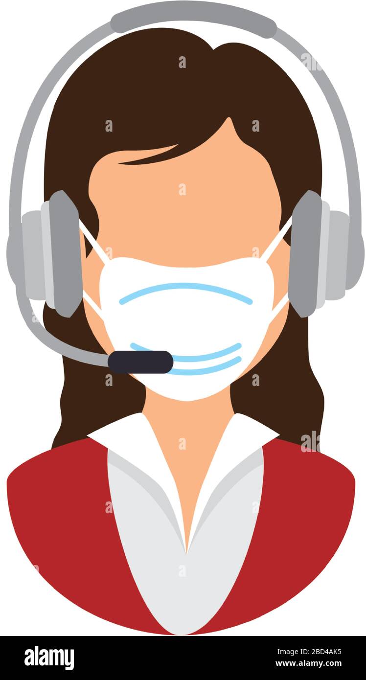 woman agent call center with face mask Stock Vector Image & Art - Alamy