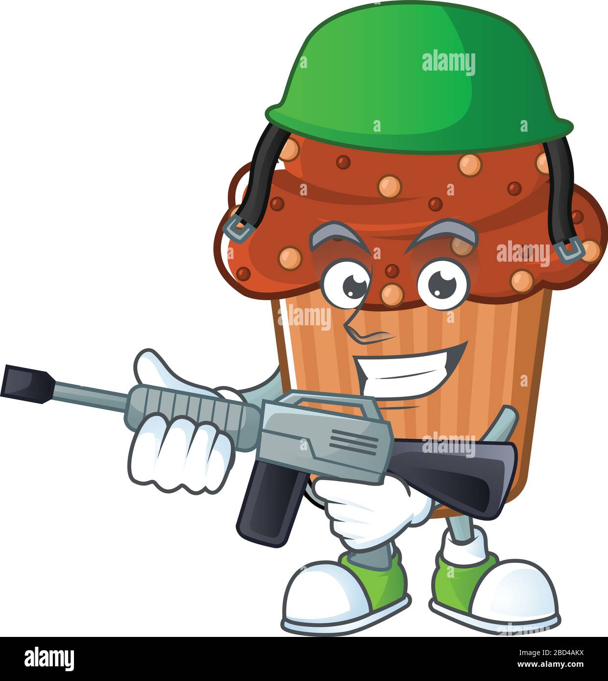 An elegant chocolate cupcake Army mascot design style using automatic ...