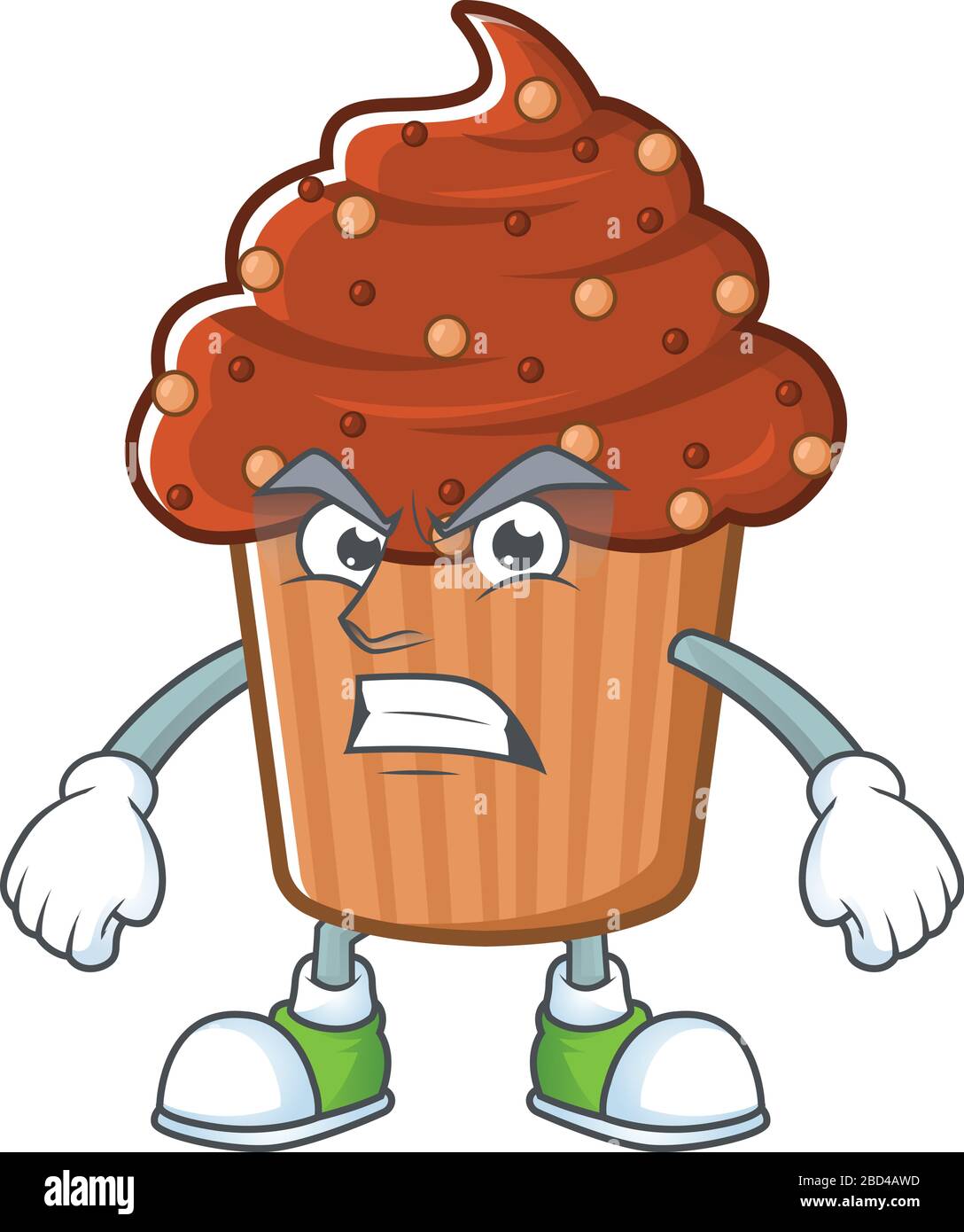 Mascot design style of chocolate cupcake with angry face Stock Vector ...