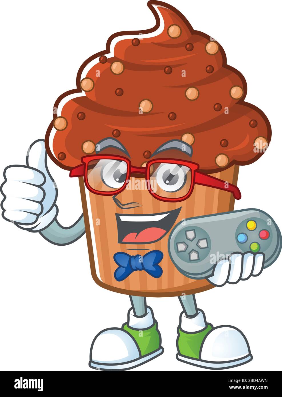 Chocolate cupcake talented gamer mascot design play game with ...
