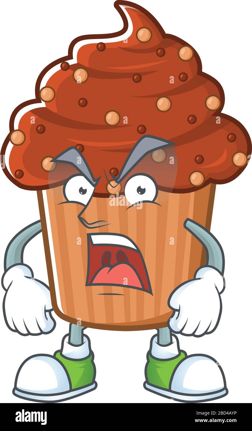 Chocolate cupcake cartoon character design with mad face Stock Vector ...