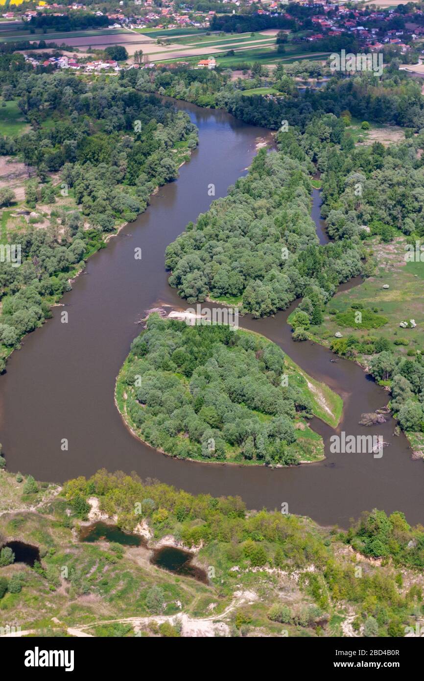 The aerial view of the Mura River Stock Photo - Alamy
