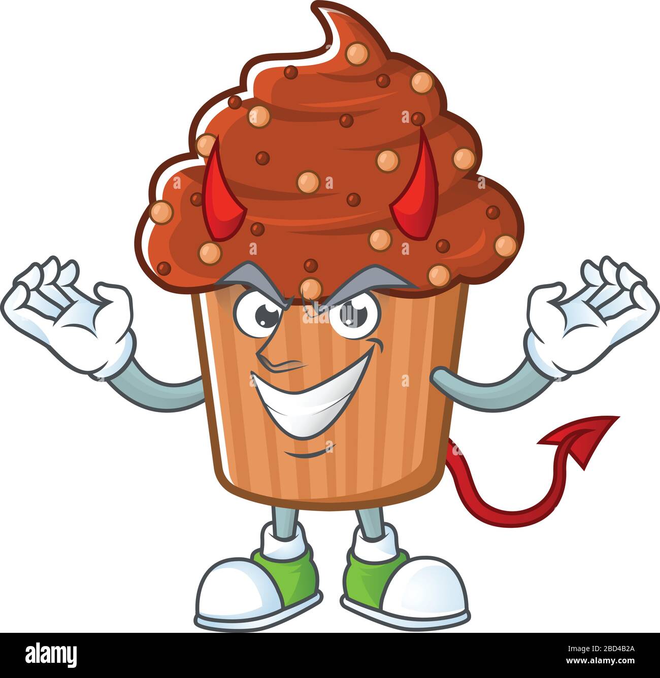 A picture of devil chocolate cupcake cartoon character design Stock ...