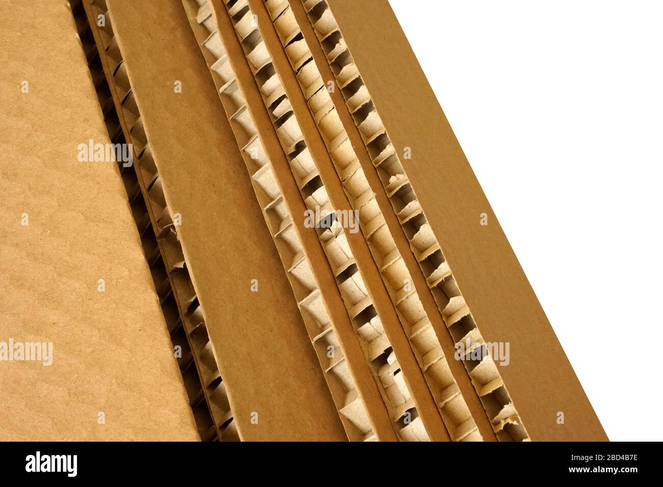 Sheets of brown corrugated cardboard used for filling in fragile ...
