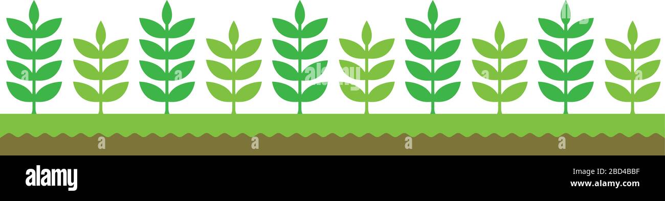 Hand-drawn green leaves side by side pattern. vector flat illustration ...