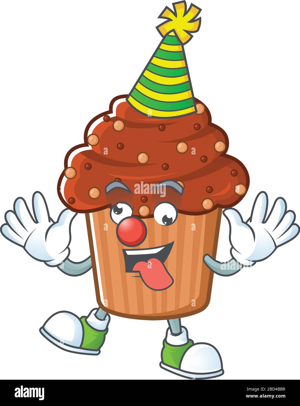 Amusing Clown chocolate cupcake cartoon character mascot style Stock ...