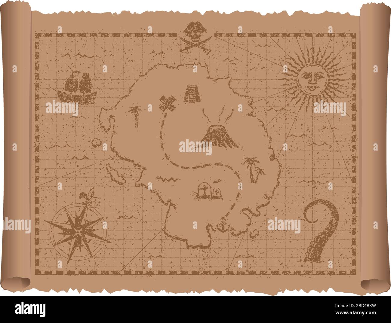 Pirate treasure map vector illustration Stock Vector Image & Art - Alamy