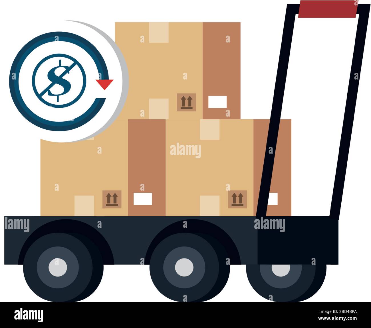 boxes in wheelbarrow with dollar symbol in forbidden sign Stock Vector ...