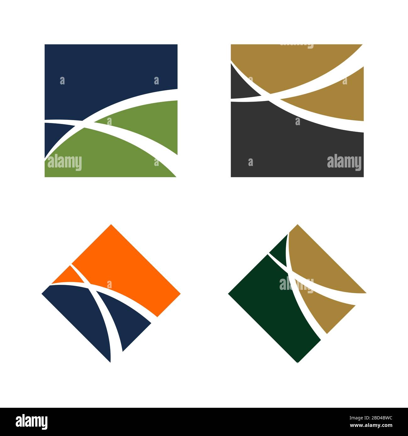 Abstract Swoosh Line in Square Logo Template for Finance Illustration ...