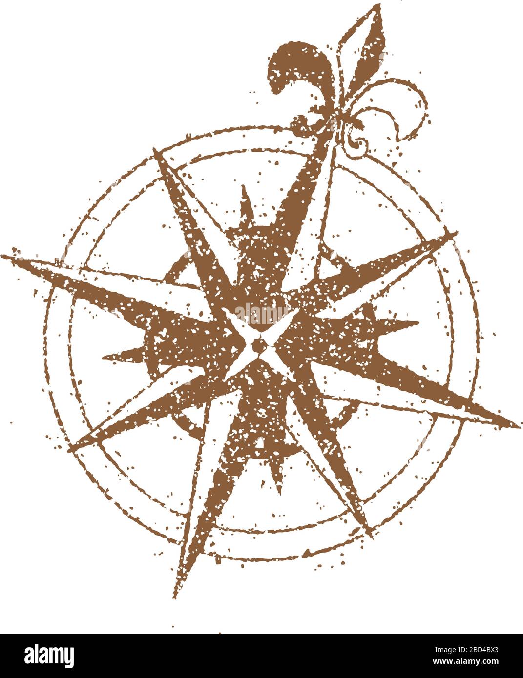 Retro map compass flat illustration (grunge texture Stock Vector Image ...