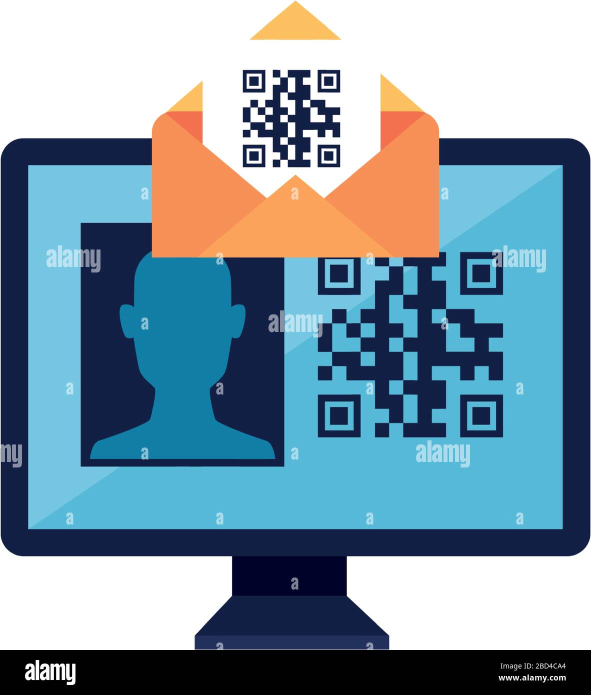 qr code inside envelope and computer vector design Stock Vector Image ...