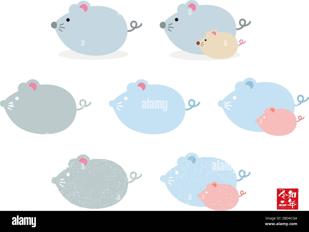 flat character illustration of mouse (rat) for new year greeting card ...