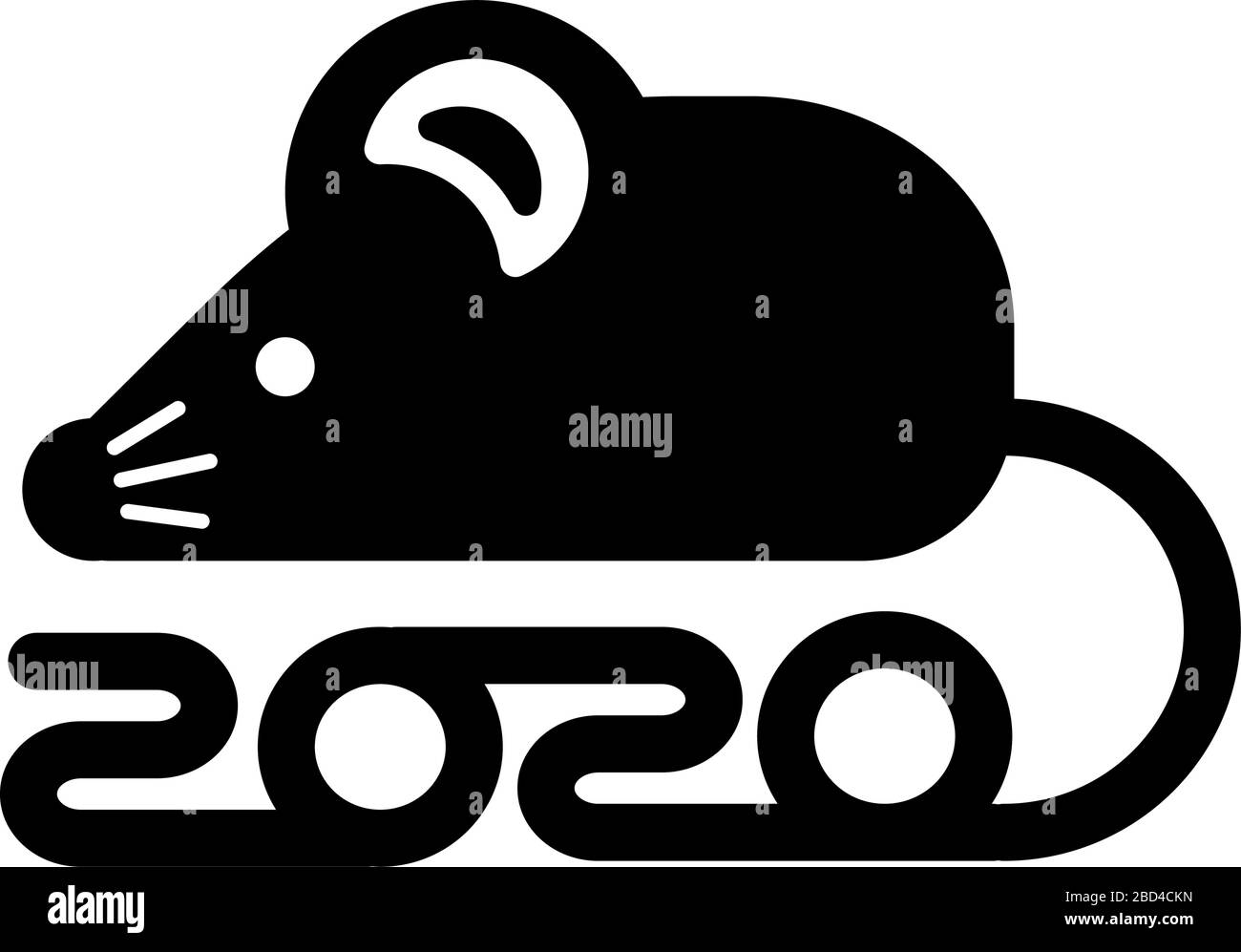 flat character illustration of mouse (rat) for new year greeting card ...