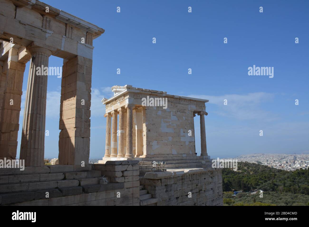 The temple of Athena Nike amid ancient ruins of the Acropolis, Athens ...