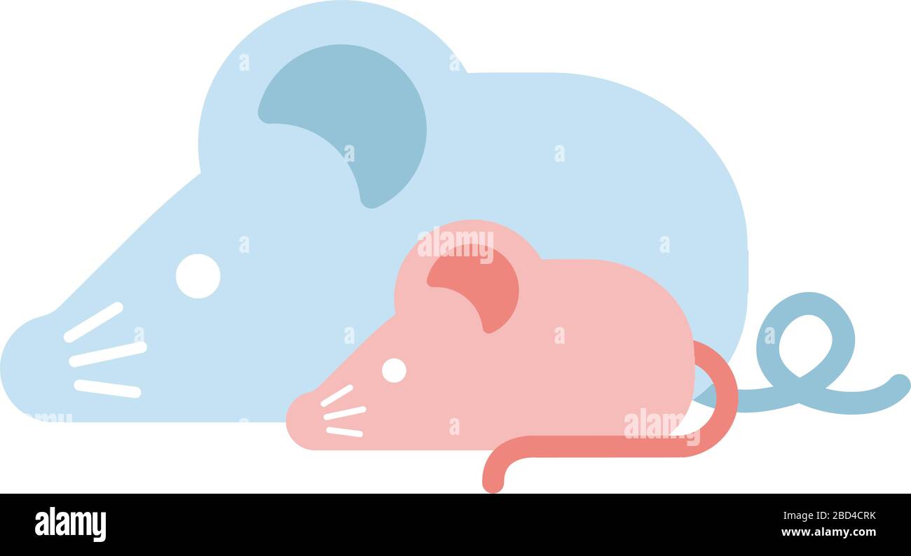Simple flat character illustration of mouse (rat). Paternity (parent ...