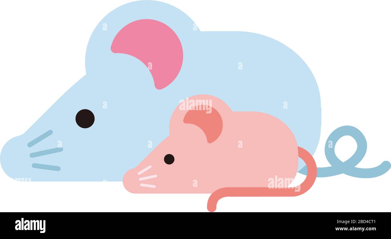 Simple flat character illustration of mouse (rat). Paternity (parent ...