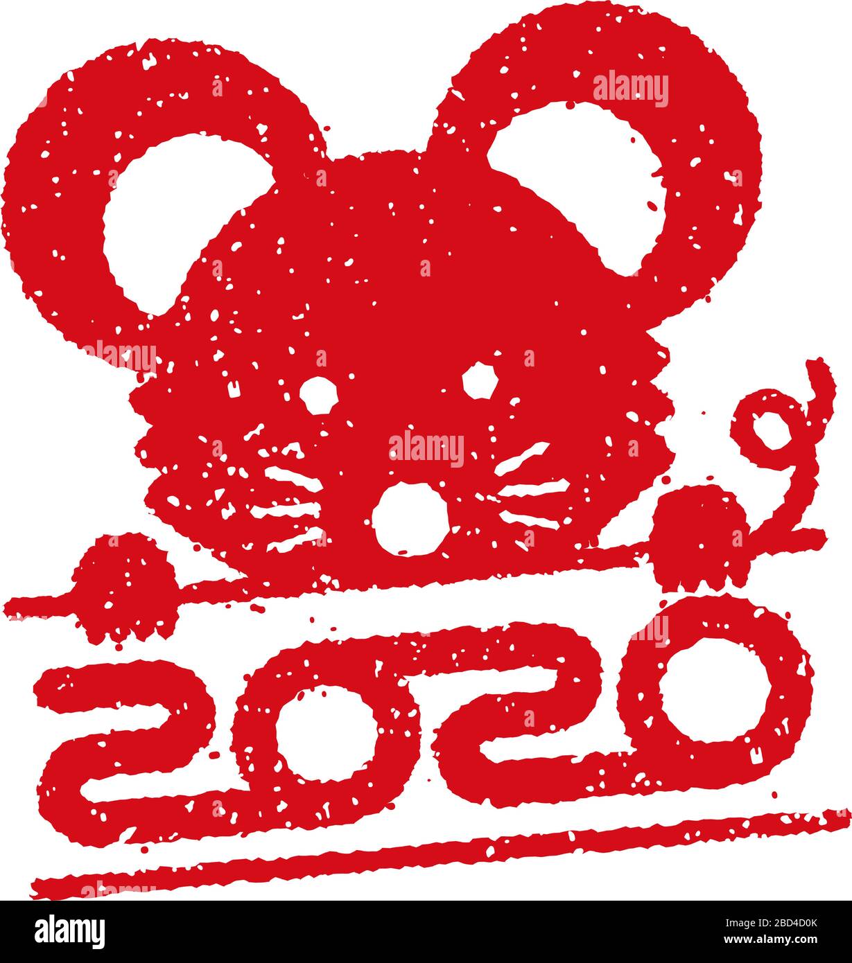 New year stamp illustration for greeting card. mouse/rat cartoon ...