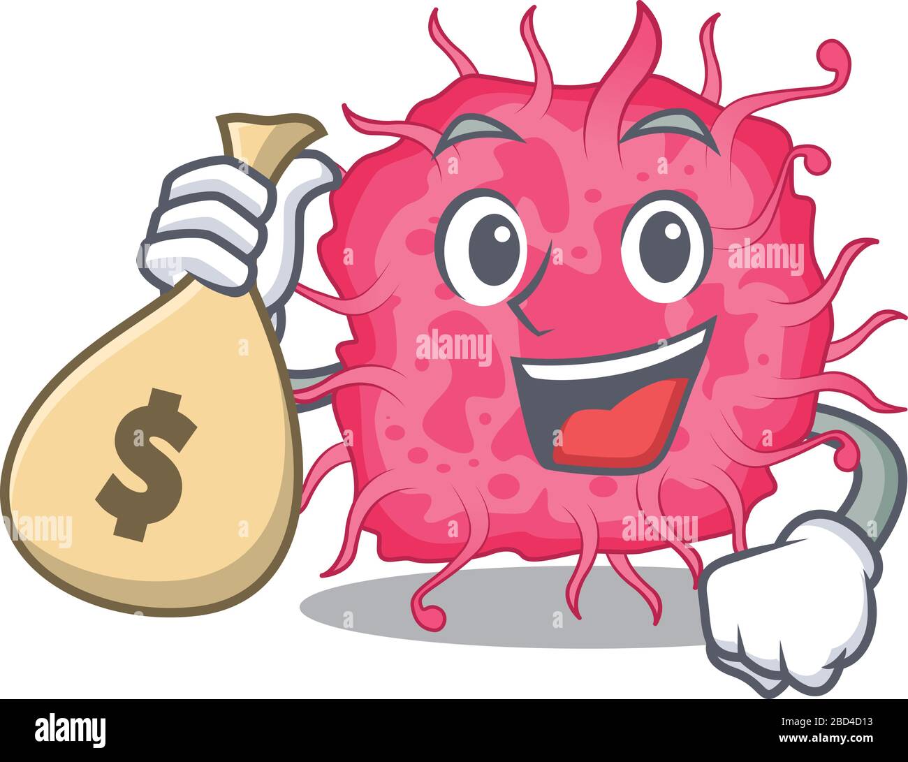 Rich pathogenic bacteria cartoon design holds money bags Stock Vector ...