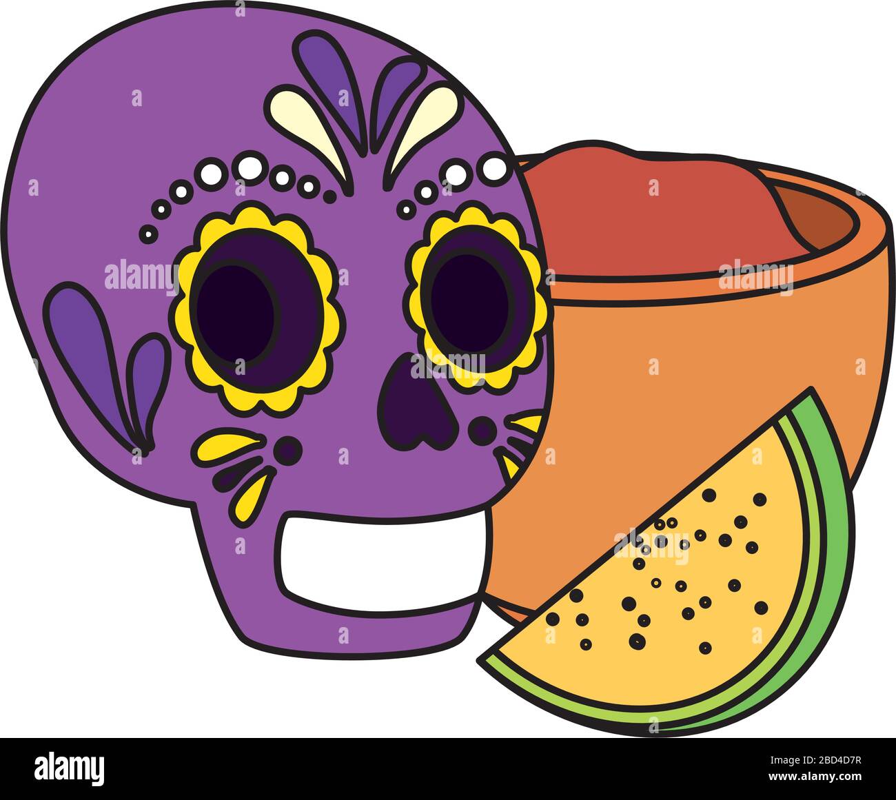 Isolated mexican skull and bowl with lemon vector design Stock Vector ...