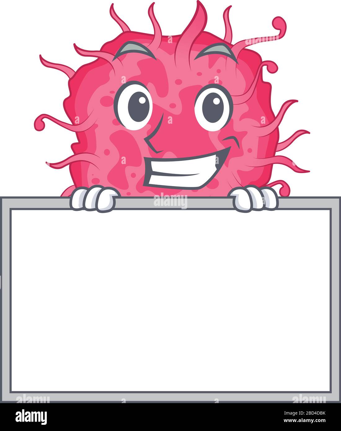 Smiling pathogenic bacteria cartoon design style has a board Stock ...
