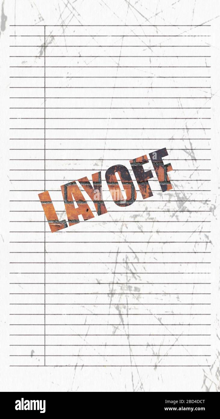 The 3d rendering of layoff wording with line paper Stock Photo - Alamy