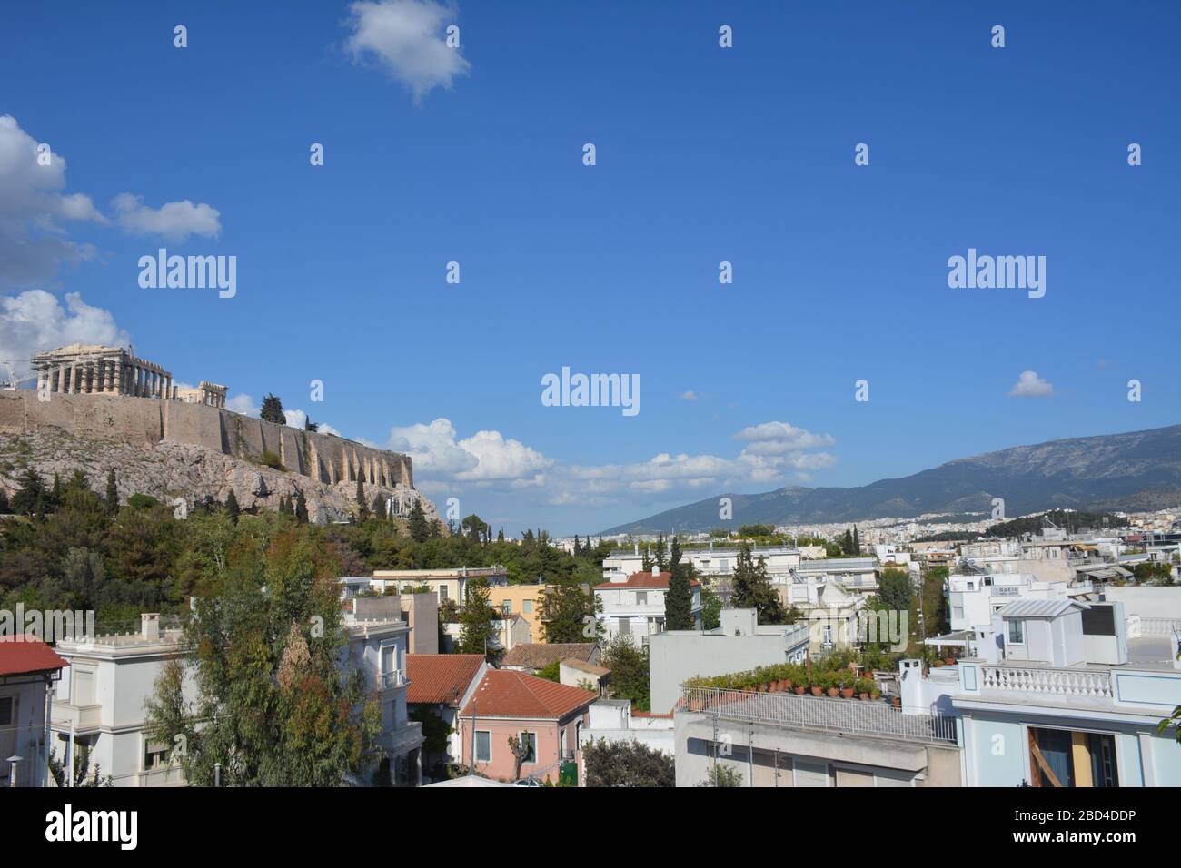 A view across rooftops to the Acropolis, Athens, Greece Stock Photo - Alamy