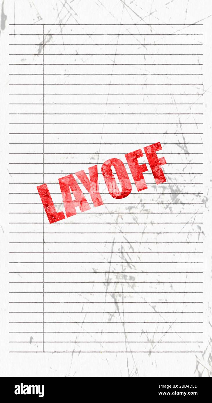 The 3d rendering of layoff wording with line paper Stock Photo - Alamy