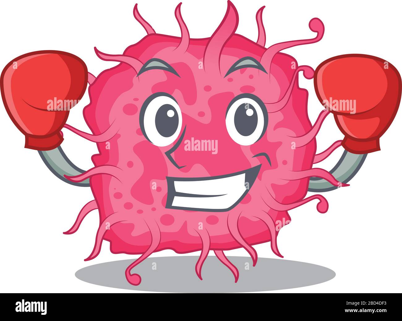 A Sporty Boxing Athlete Mascot Design Of Pathogenic Bacteria With Red