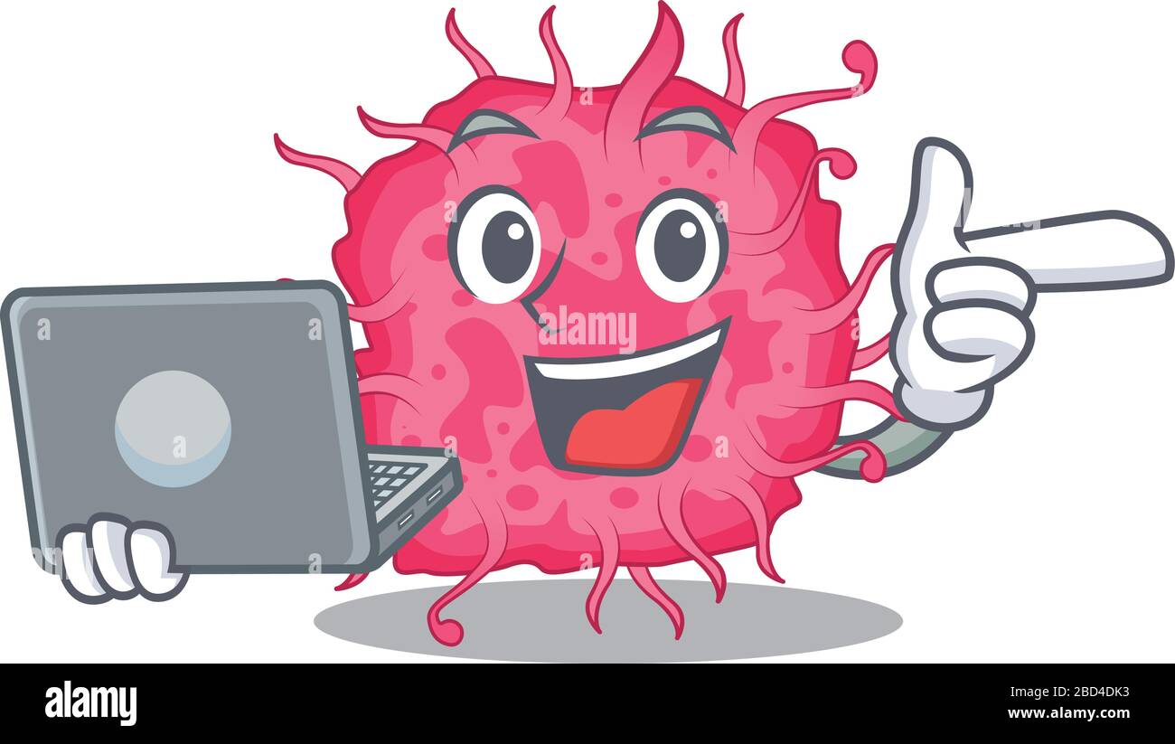 Cartoon character of pathogenic bacteria clever student studying with a ...