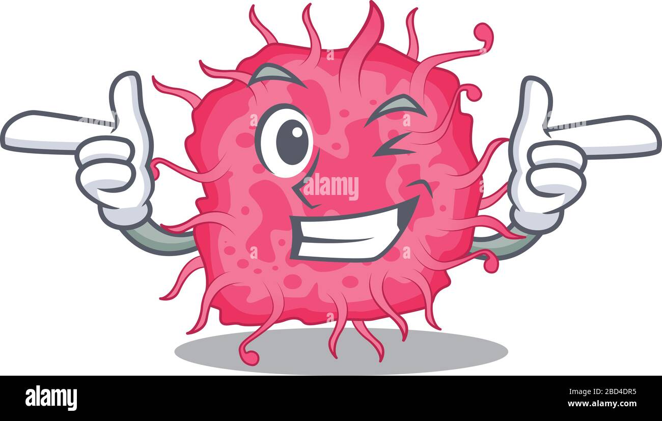 Cartoon design concept of pathogenic bacteria with funny wink eye Stock ...