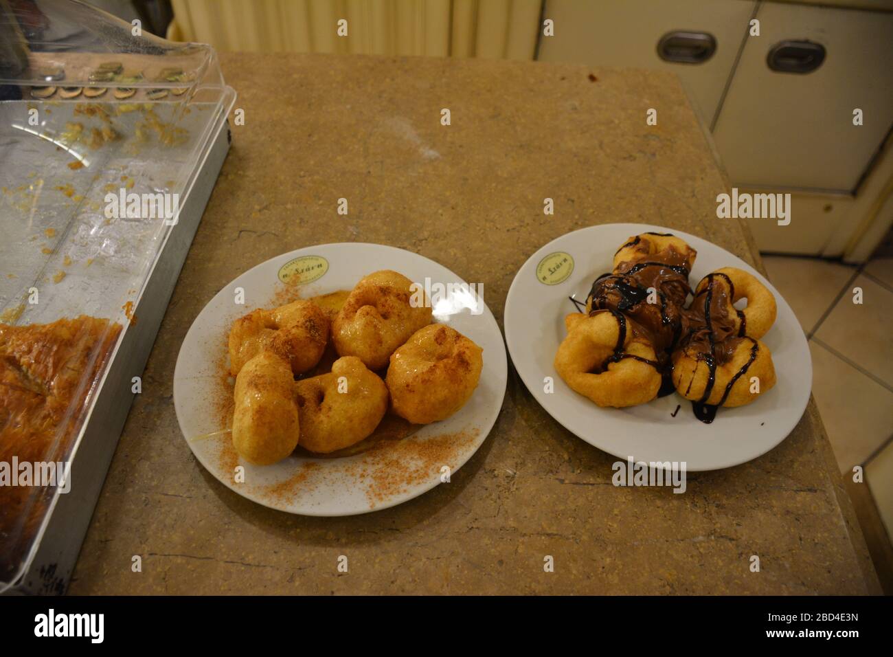 Loukoumades at Stani, a traditional cafe in central Athens, Greece ...