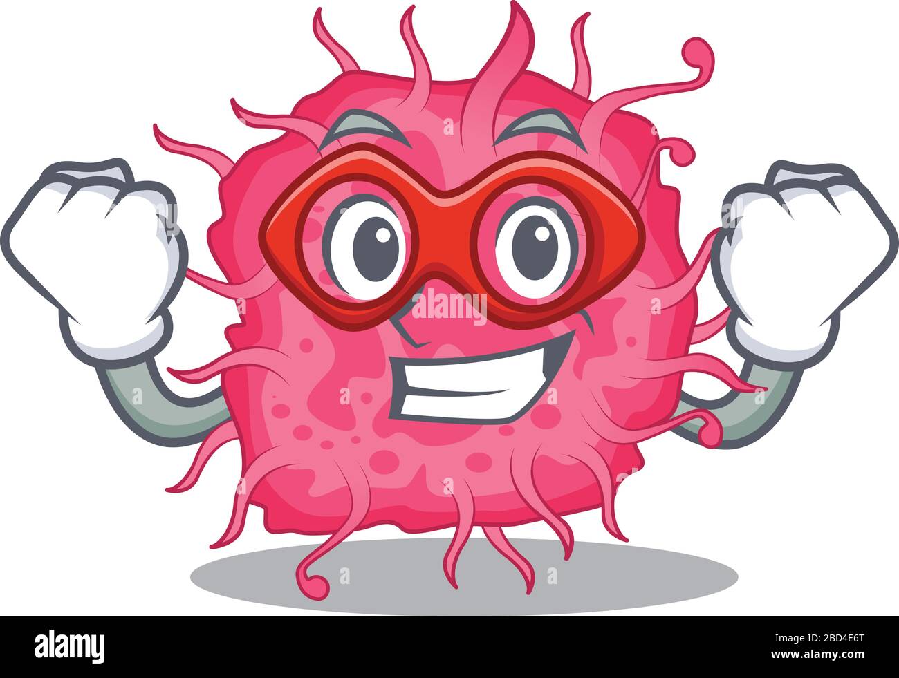 A cartoon character of pathogenic bacteria performed as a Super hero ...