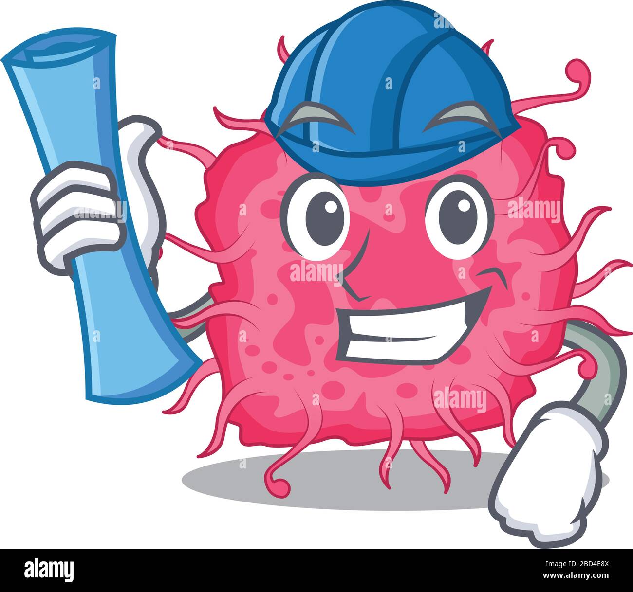 Cartoon character of pathogenic bacteria brainy Architect with blue ...