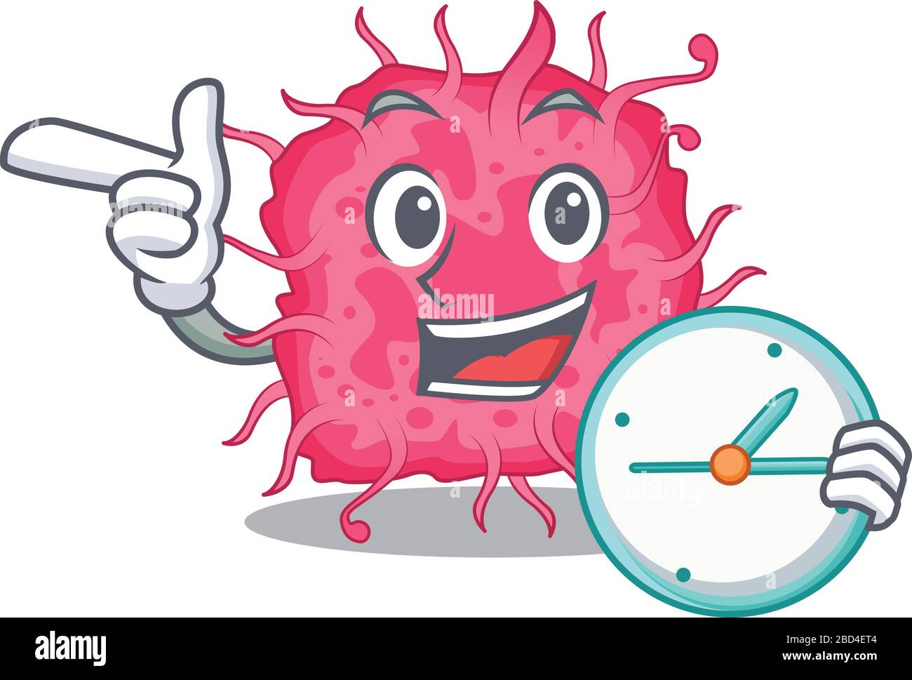 pathogenic bacteria mascot design concept smiling with clock Stock ...