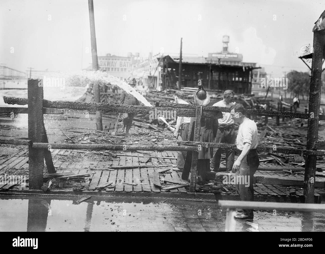 Aftermath of a fire at Brighton Beach, Brooklyn, New York City, on June ...