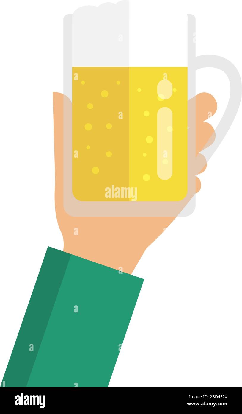 holding a beer in hand / flat vector illustration Stock Vector Image ...