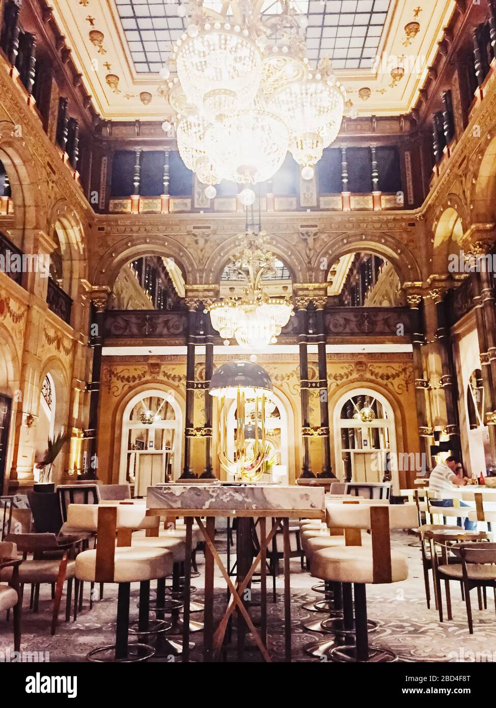 Paris, France circa January, 2020: Luxury interior design of Hilton ...