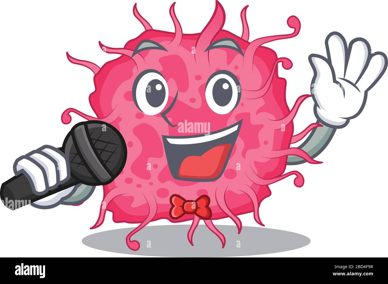 Talented singer of pathogenic bacteria cartoon character holding a ...
